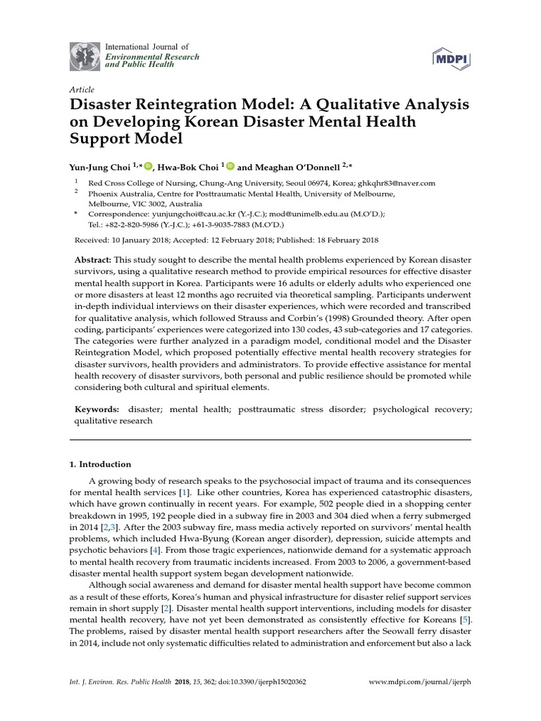 Disaster Reintegration Model A Qualitative Analysis | PDF