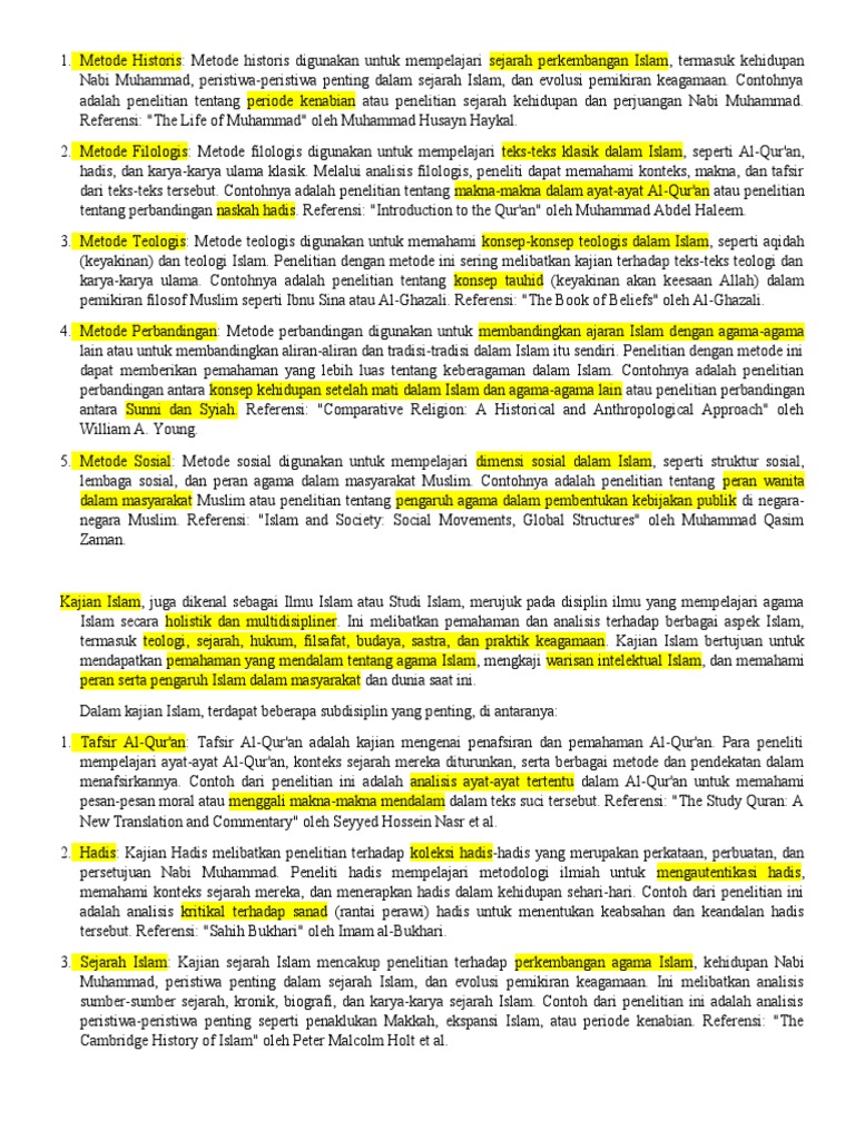 Contoh Metode Historis dalam Islam | PDF