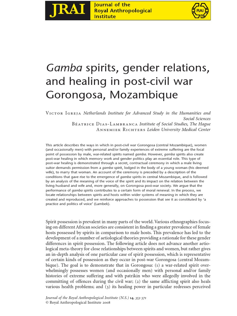 Igreja, Dias-Lambranca and Richters - Gamba Spirits, Gender Relations ...