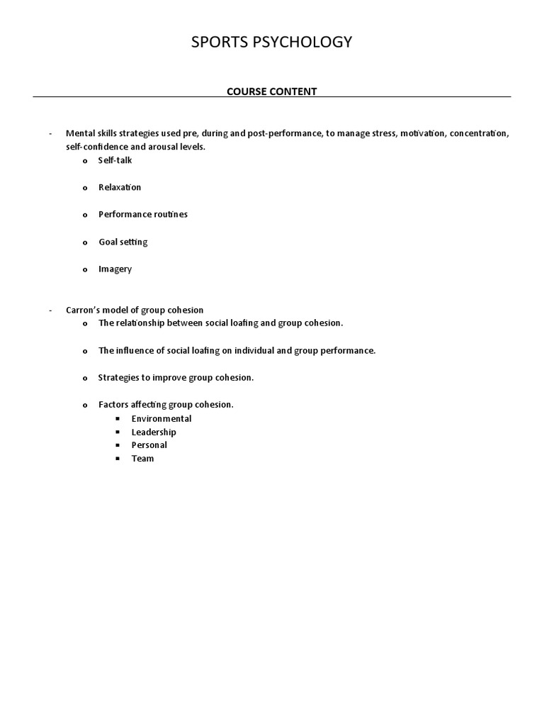 Sports Psych - Content | PDF | Leadership | Motivational