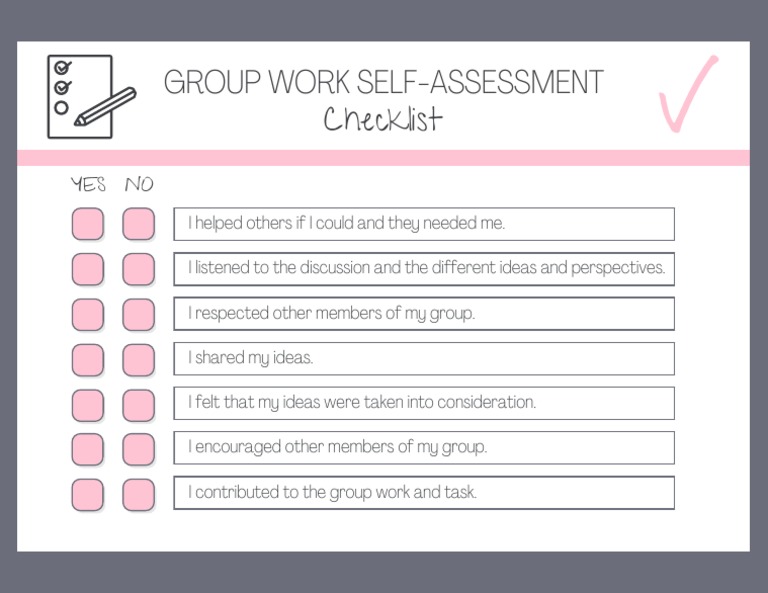 Group Work Self Assessment Worksheet PDF