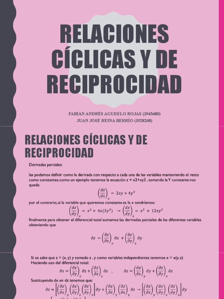 Relaciones Cíclicas y de Reciprocidad Ejercicios | PDF