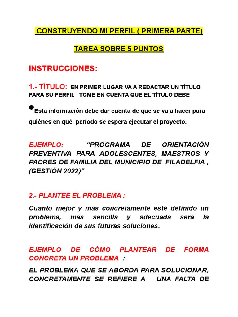 Guía para Crear un Perfil de Proyecto | PDF