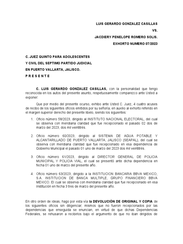 Devolucion de Acuses y Dos Oficios Sin Diligenciar | PDF | Gobierno