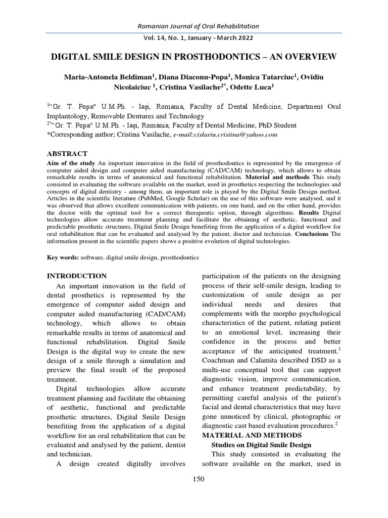 Digital Smile Design in Prosthodontics - An Overview | PDF | Dentistry ...