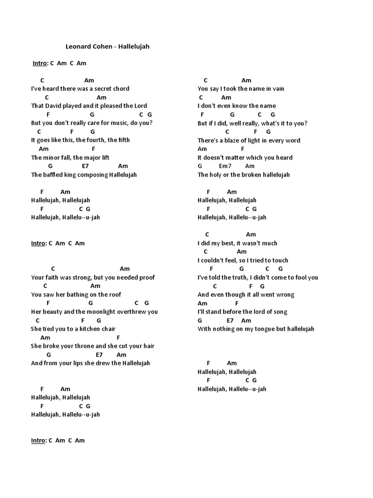 Leonard Cohen - Hallelujah | PDF