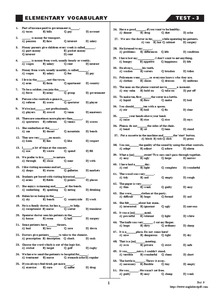 Elemantray Vocabulary 3 | PDF