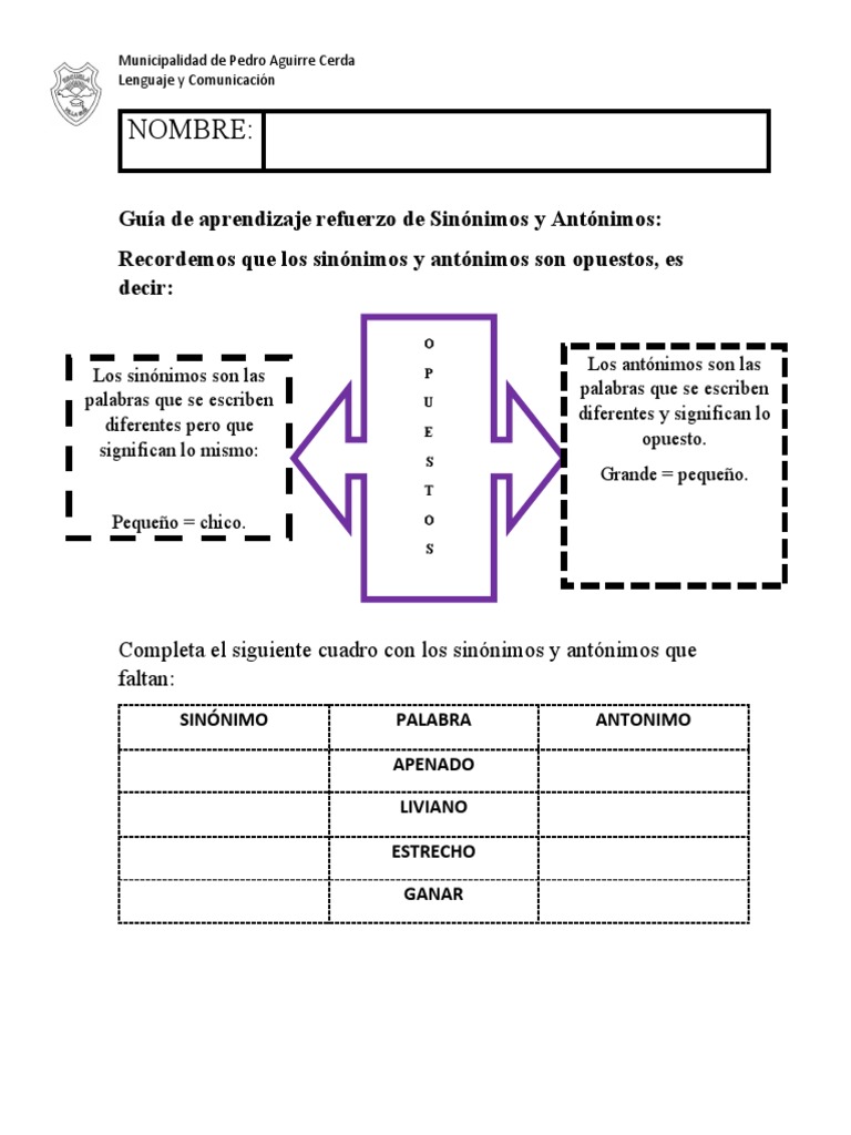 Guia de Sinonimo y Antonimos Repaso | PDF