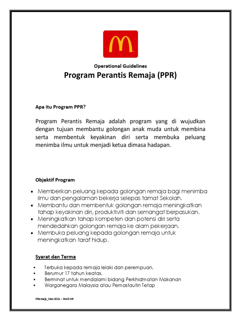 Panduan Operasi_Program Perantis Remaja | PDF