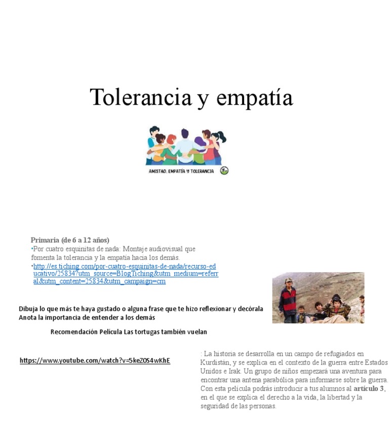 Tolerancia y empatía actividades complementarias | PDF