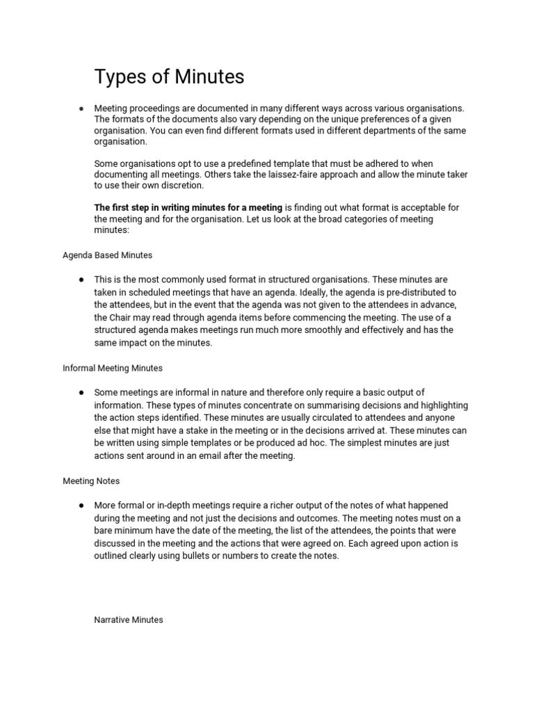 Types of Minutes | PDF