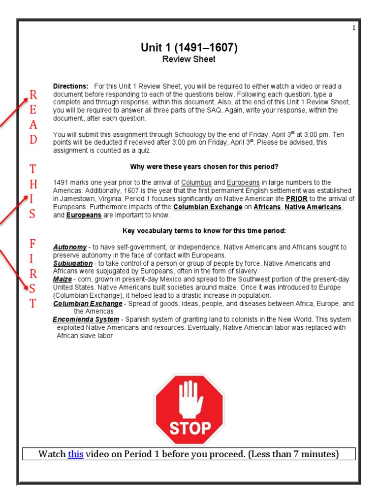 Unit - 1 1491 - 1607 Review | PDF | Indigenous Peoples Of The Americas ...