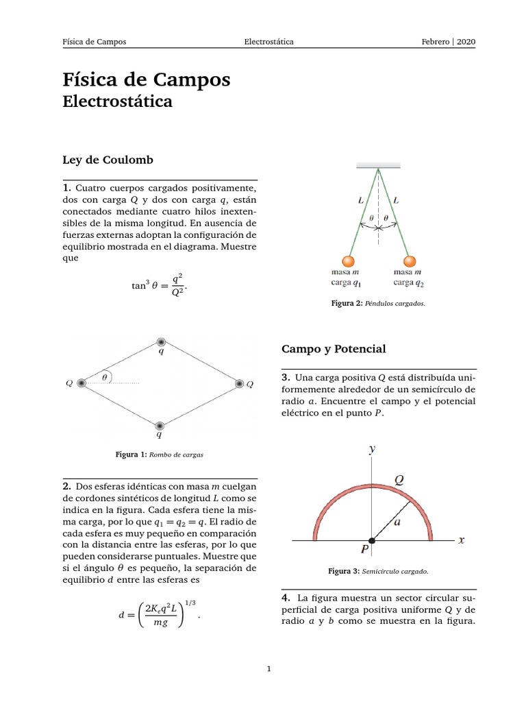 Fisica de Campos Electrostatica Problemas | PDF | Ciencia y matemáticas