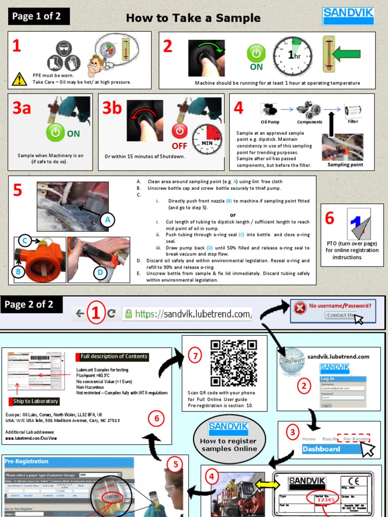 Sandvik Oil Sampling Instructions 2015 | PDF | Pump | Laboratories
