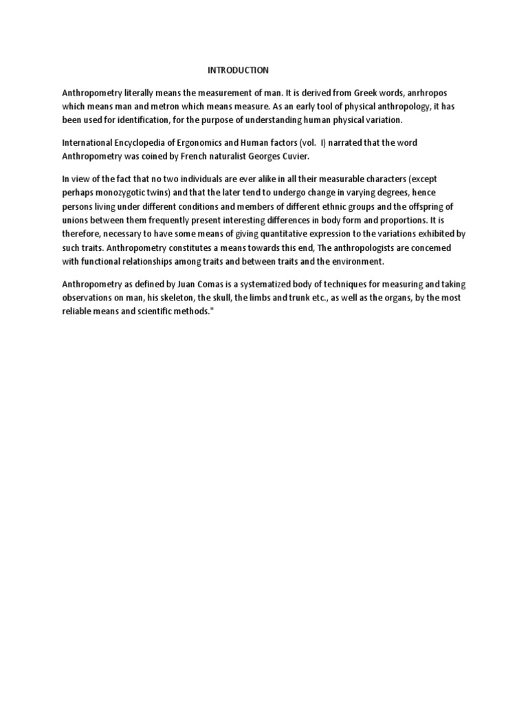 ANTHROPOMETRY | PDF | Anthropometry | Science