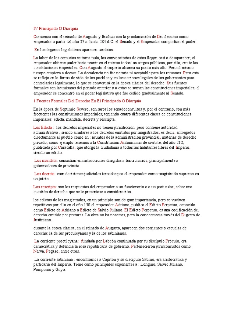 IV Principado o Diarquía | PDF | Ley romana | Justiniano I
