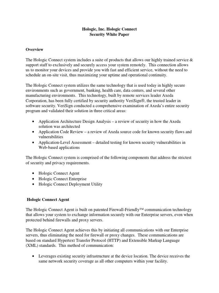 Hologic Connect Security White Paper | PDF | Information Security | Transport Layer Security