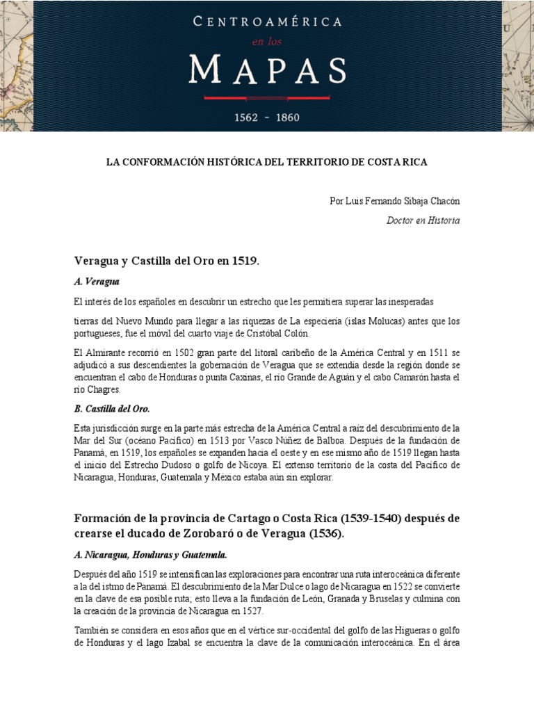 La Conformacion Historica Del Territorio de Costa Rica | PDF | Costa ...