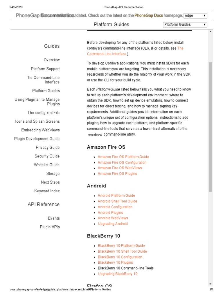 PhoneGap API Documentation | PDF | Command Line Interface | Android (Operating System)