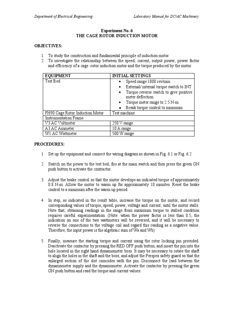 Cage Rotor Induction Motor Analysis | PDF | Electric Motor | Electric Power
