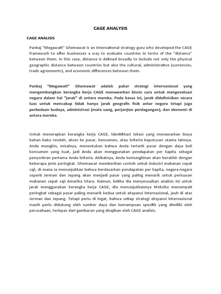 Cage Analysis Materi | PDF