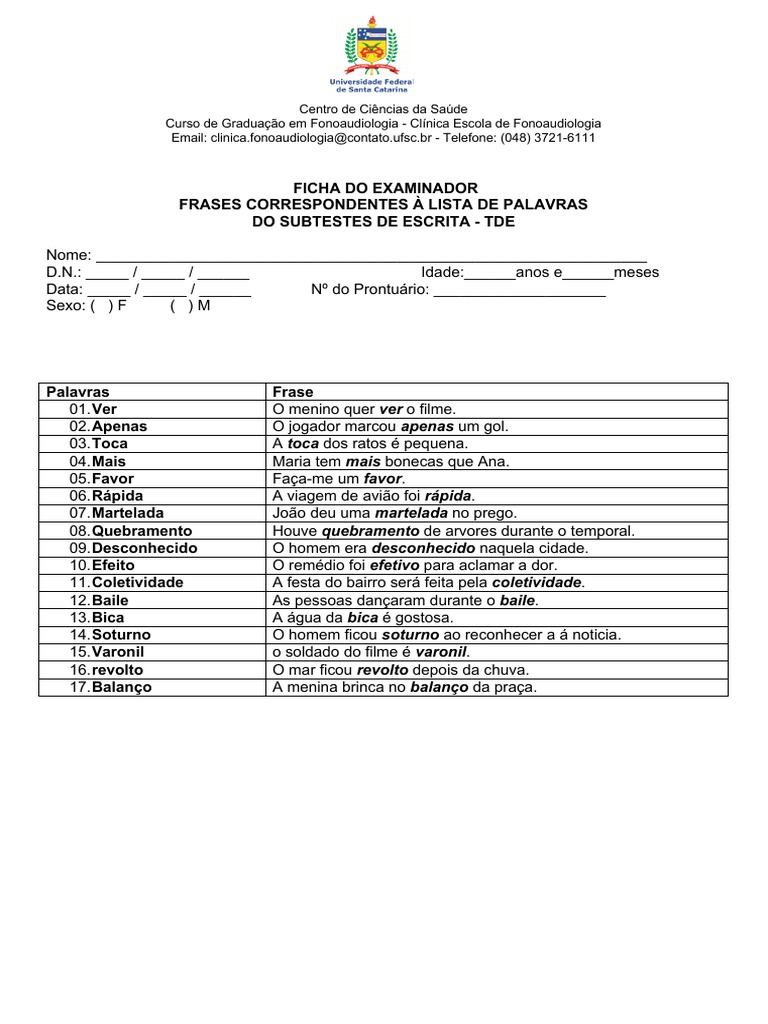 10.1 TDE Ficha Do Examinador | PDF