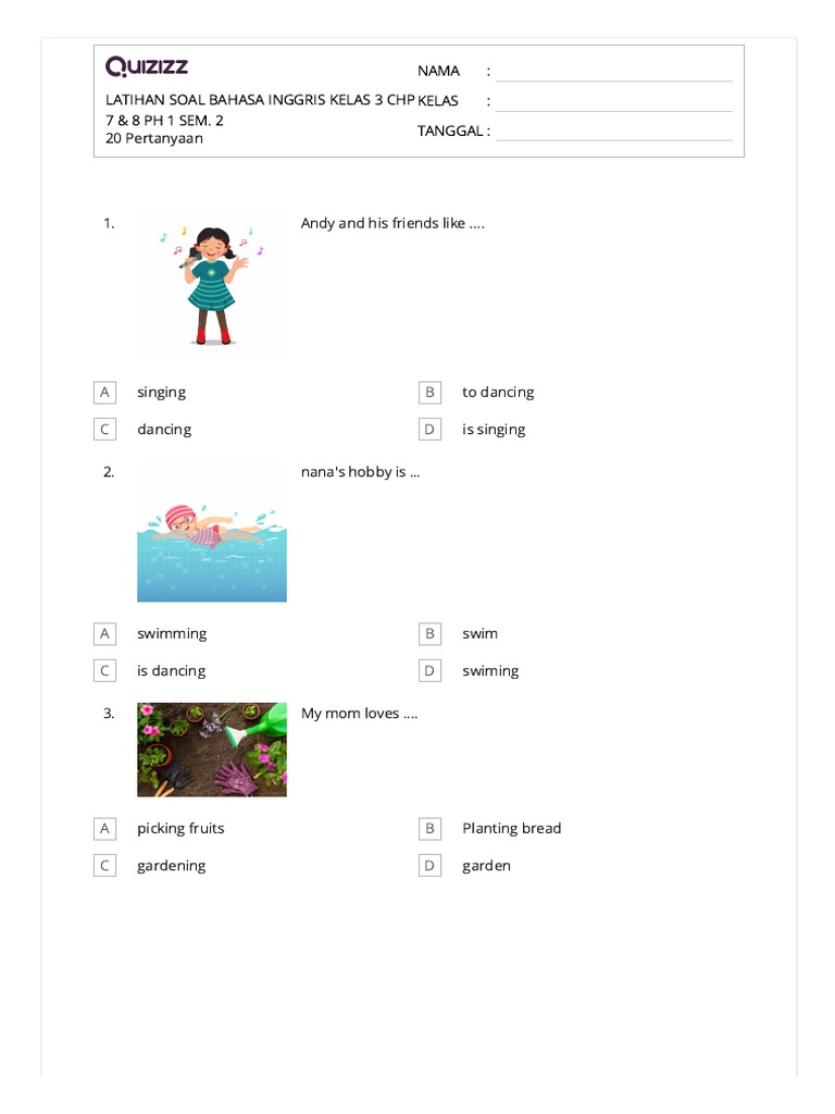 Latihan Soal Bahasa Inggris Kelas 3 CHP 7 & 8 PH 1 Sem. 2 | PDF | Food Ingredients | Tropical Fruit