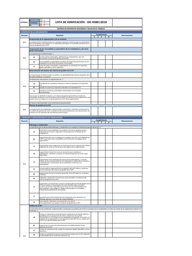 CHECKLIST_ISO_45001 (1) | PDF