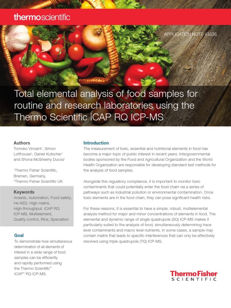 AN 43326 ICP MS Elemental Impurities Food AN43326 EN | PDF