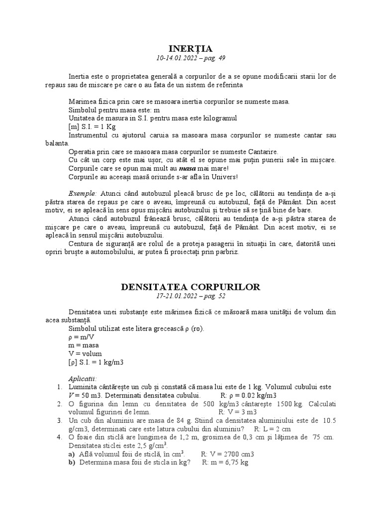 Inertia Si Densitatea | PDF