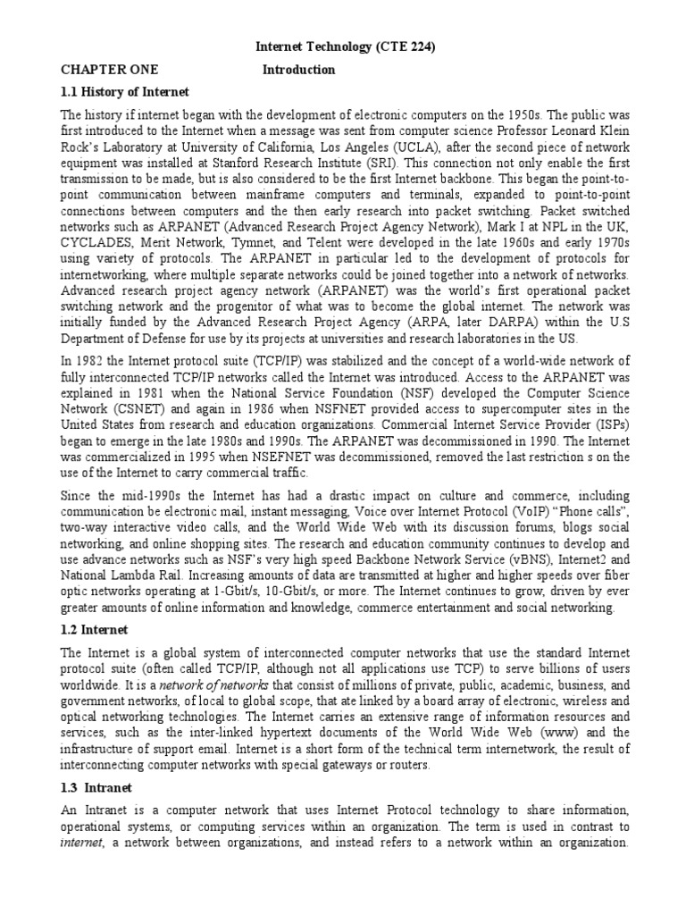 History and Basics of Internet Technology | PDF | Network Topology | Transmission Medium