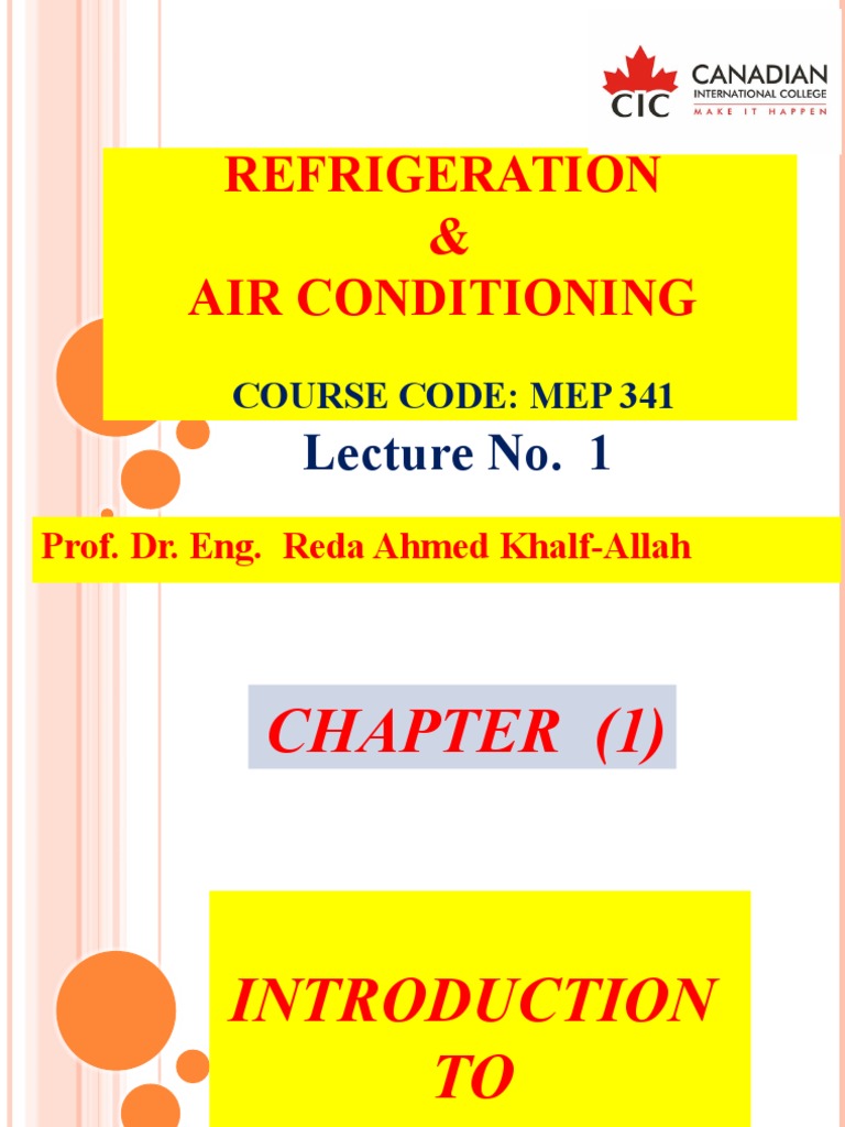 1 - Lec.1 Introduction To Refrigration | PDF