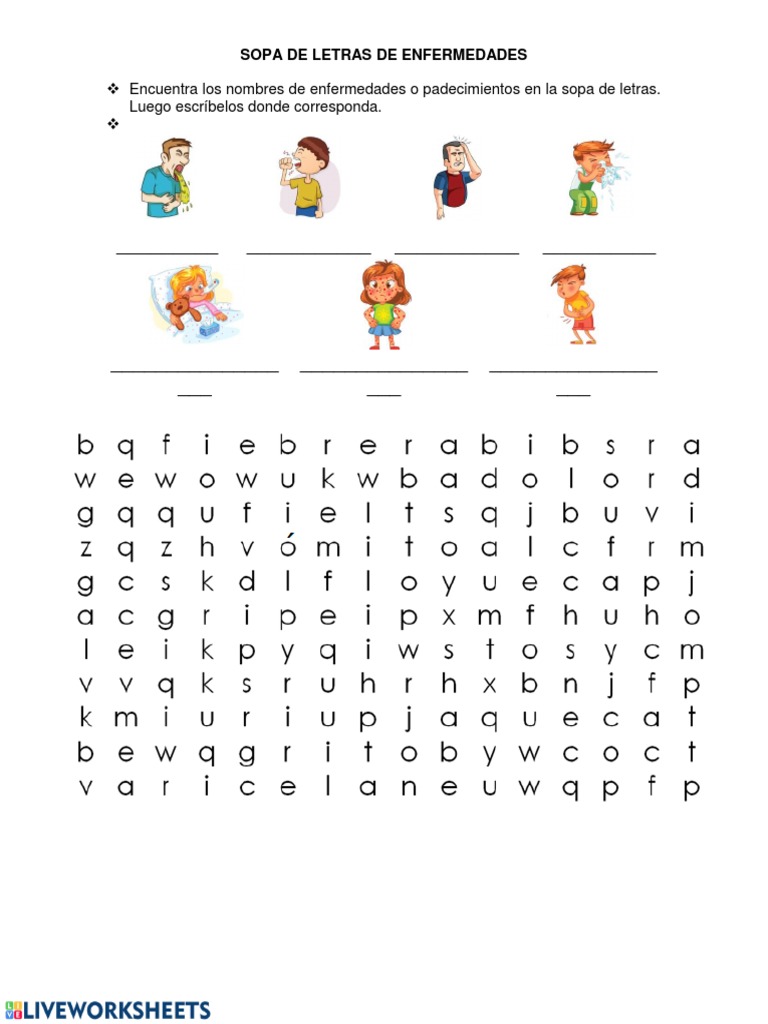 Encuentra Los Nombres de Enfermedades o Padecimientos en La Sopa de ...