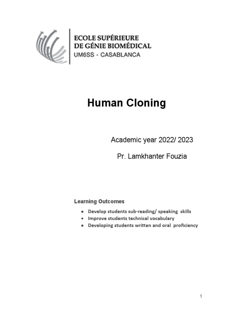 Human Cloning Reading Activity | PDF | Cloning | Biology