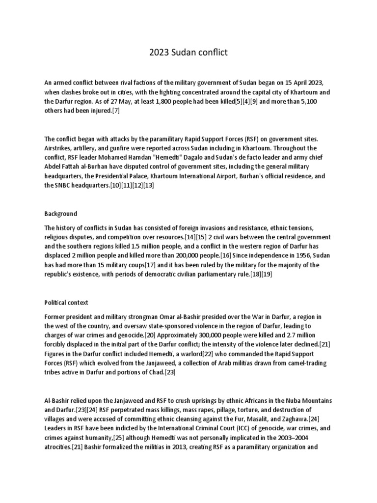 2023 Sudan conflict overview | PDF