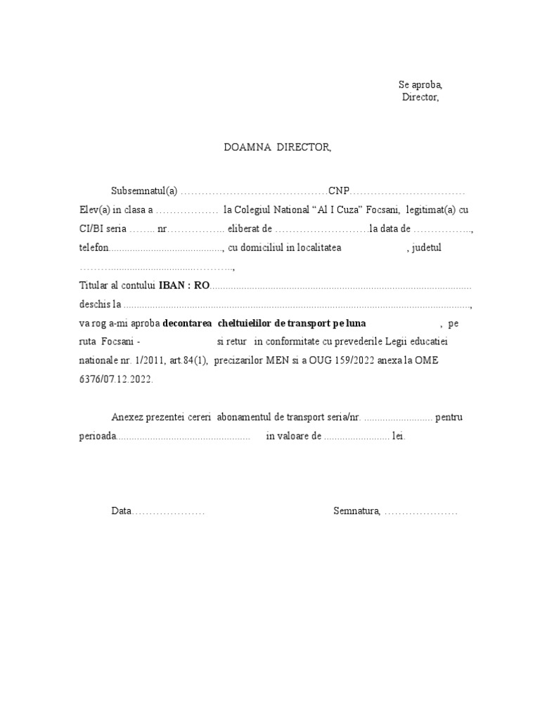 Model Cerere Transport OUG159.2022 | PDF