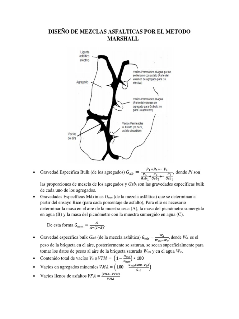 1 Formulas Diseño Marshall | PDF