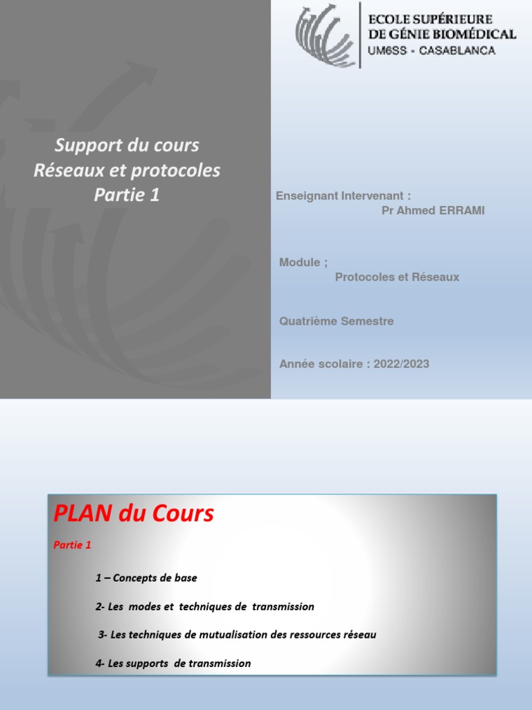 Cours Réseaux Et Protocoles - 2023 - Partie1 | PDF | Modulation | Compression de données