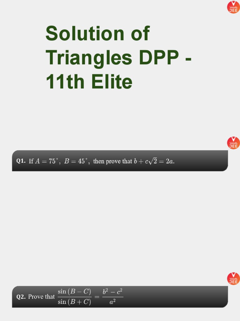 Solution of Triangles DPP - 11th Elite | PDF | Triangle | Elementary Mathematics