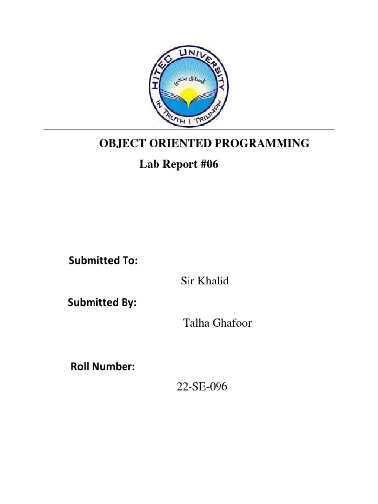 22-SE-096 Lab Report 6 | Download Free PDF | Constructor (Object ... 22-SE-096 Lab Report 6 | Download Free PDF | Constructor (Object ...