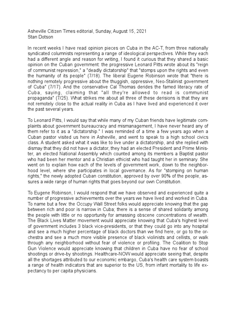 Asheville Citizen Times Op Ed | PDF | Cuba
