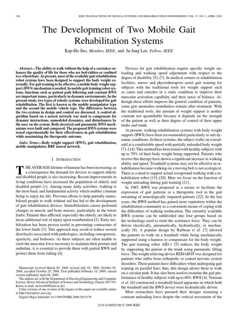 The Development of Two Mobile Gait Rehabilitation Systems | PDF ...