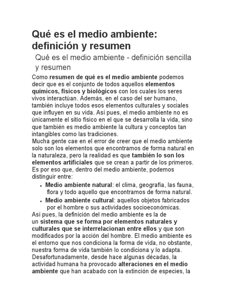 Qué Es El Medio Ambiente | PDF | Entorno natural | Contaminación