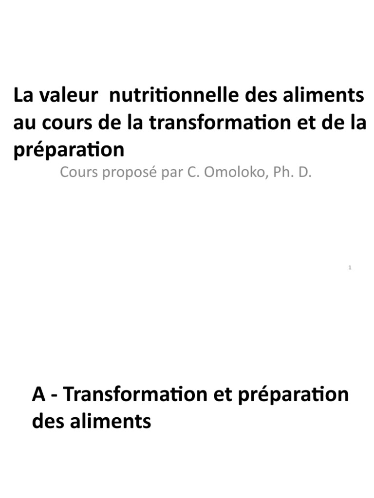 08 Valeur Nutritionnelle Des Aliments | PDF | Vitamine | Nutriments
