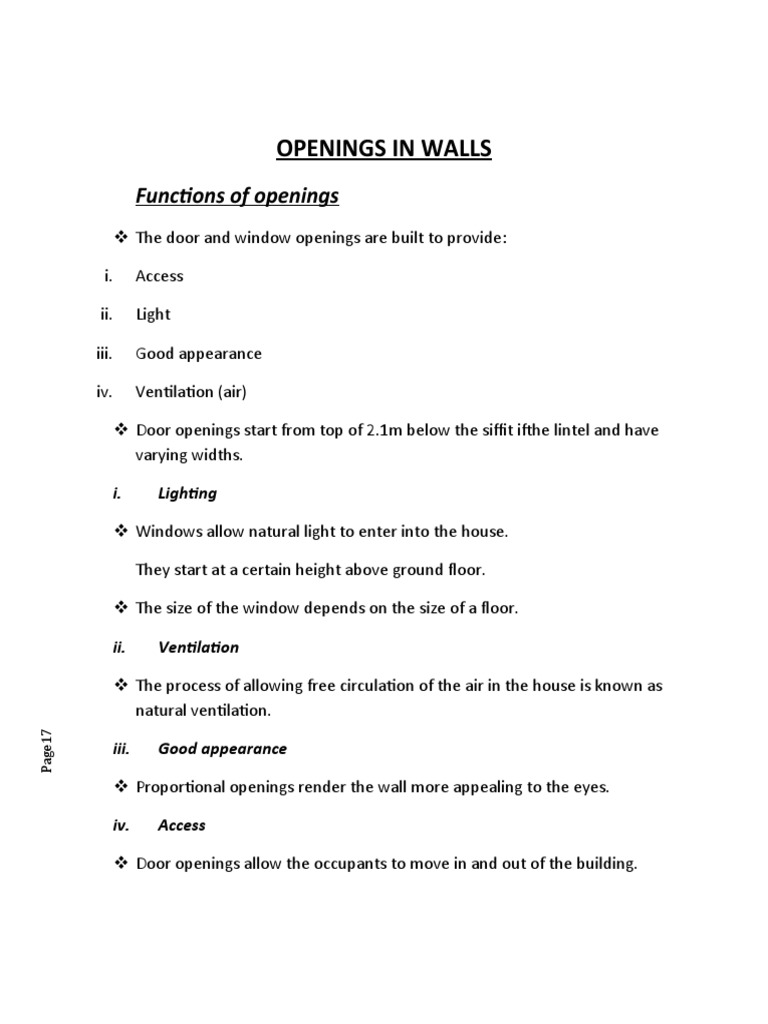 Openings in walls (17) | PDF