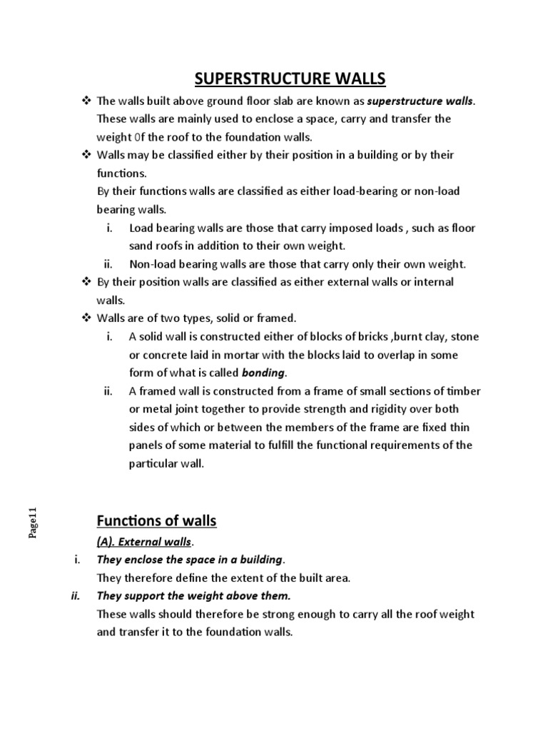 Superstructure Walls | PDF | Wall | Concrete