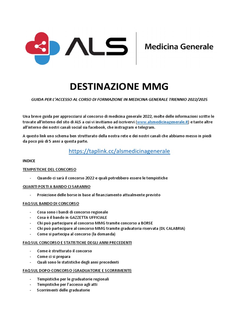 Destinazione MMG Guida Al Concorso MMG 2022 | PDF