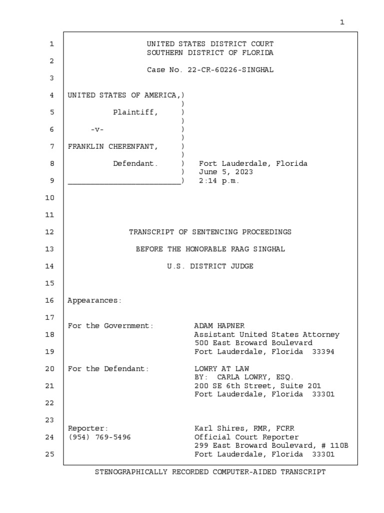 Cherenfant Sentencing | PDF | United States Federal Sentencing ...