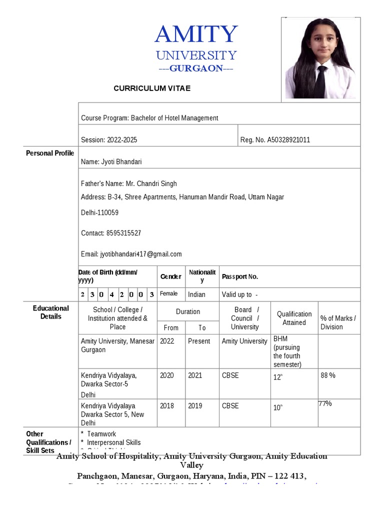 Jyoti Bhandari CV | PDF