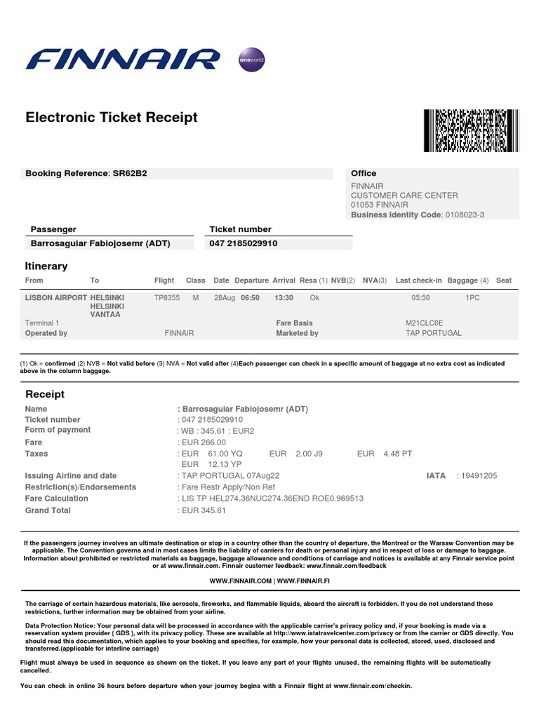 Your Electronic Ticket Receipt | PDF